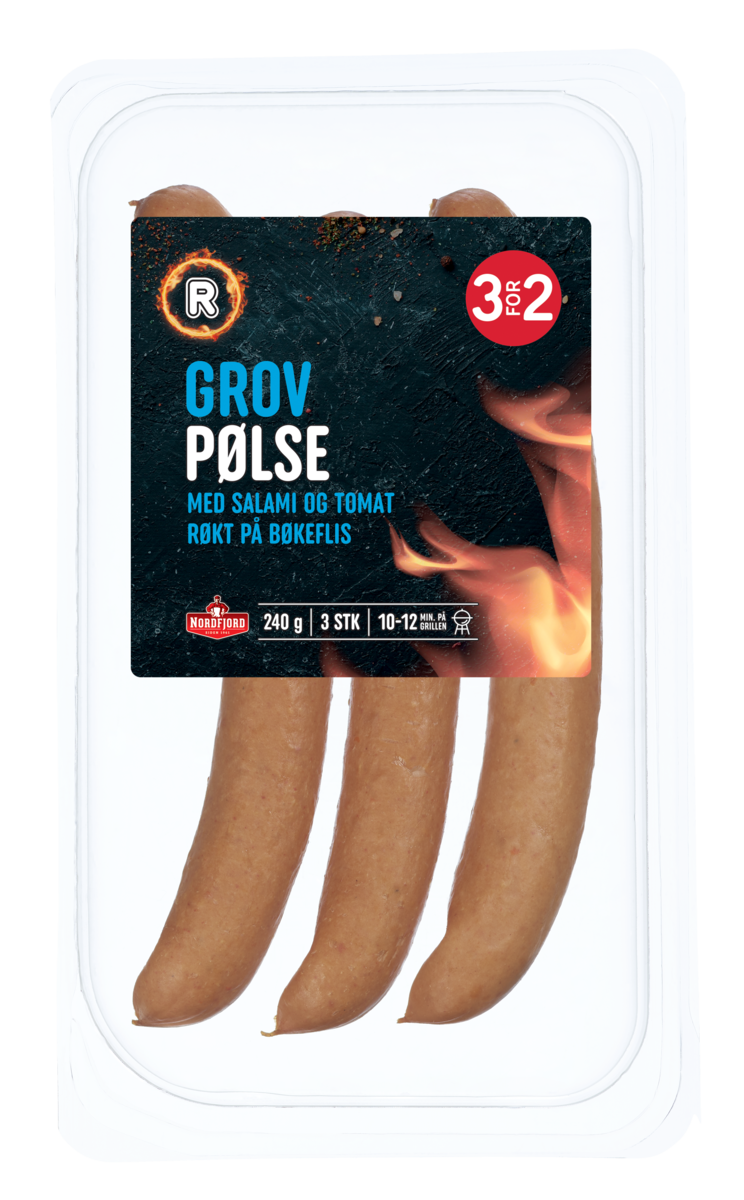 Grov pølse med salami og tomat - Nordfjord Kjøtt AS